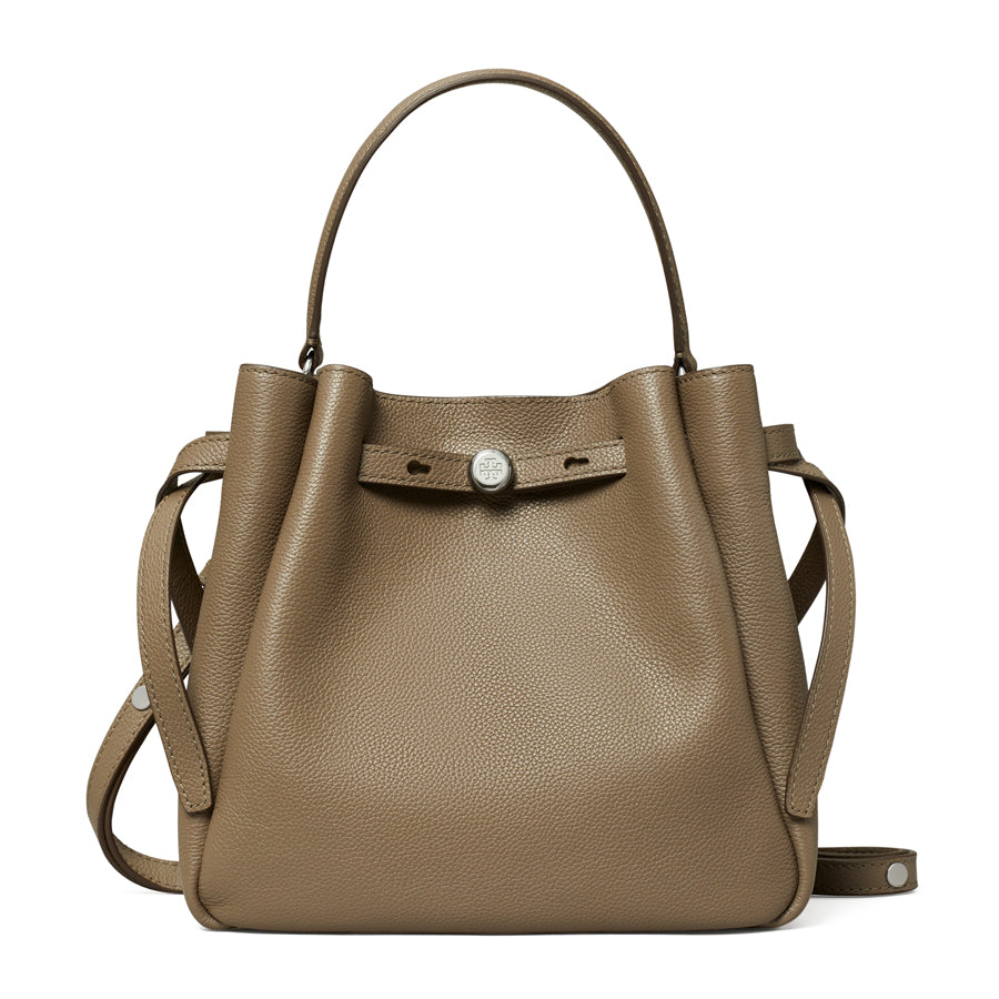 Tory Burch - Romy Pebbled Bucket Bag Wildmushroom – Joe Brand Store